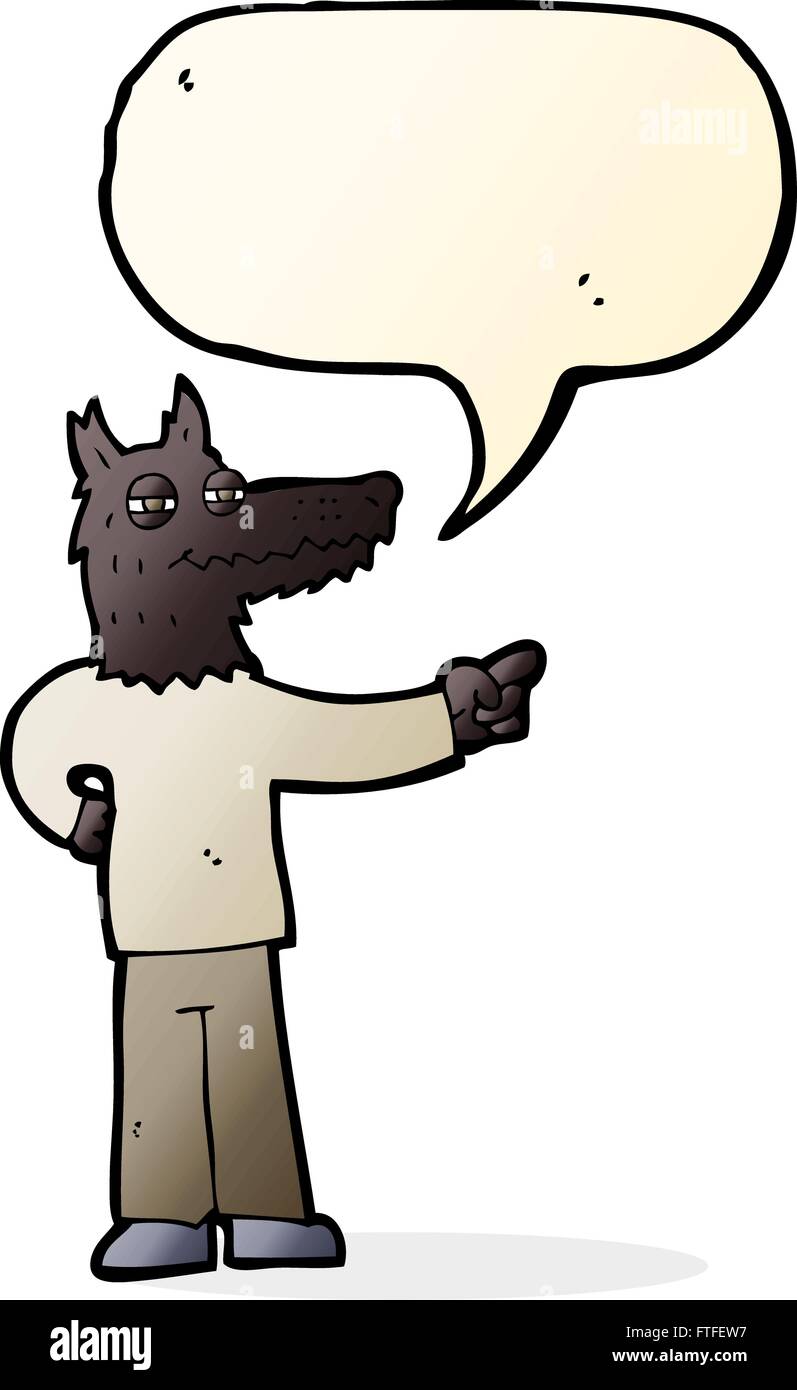 cartoon pointing wolf man with speech bubble Stock Vector Image & Art ...