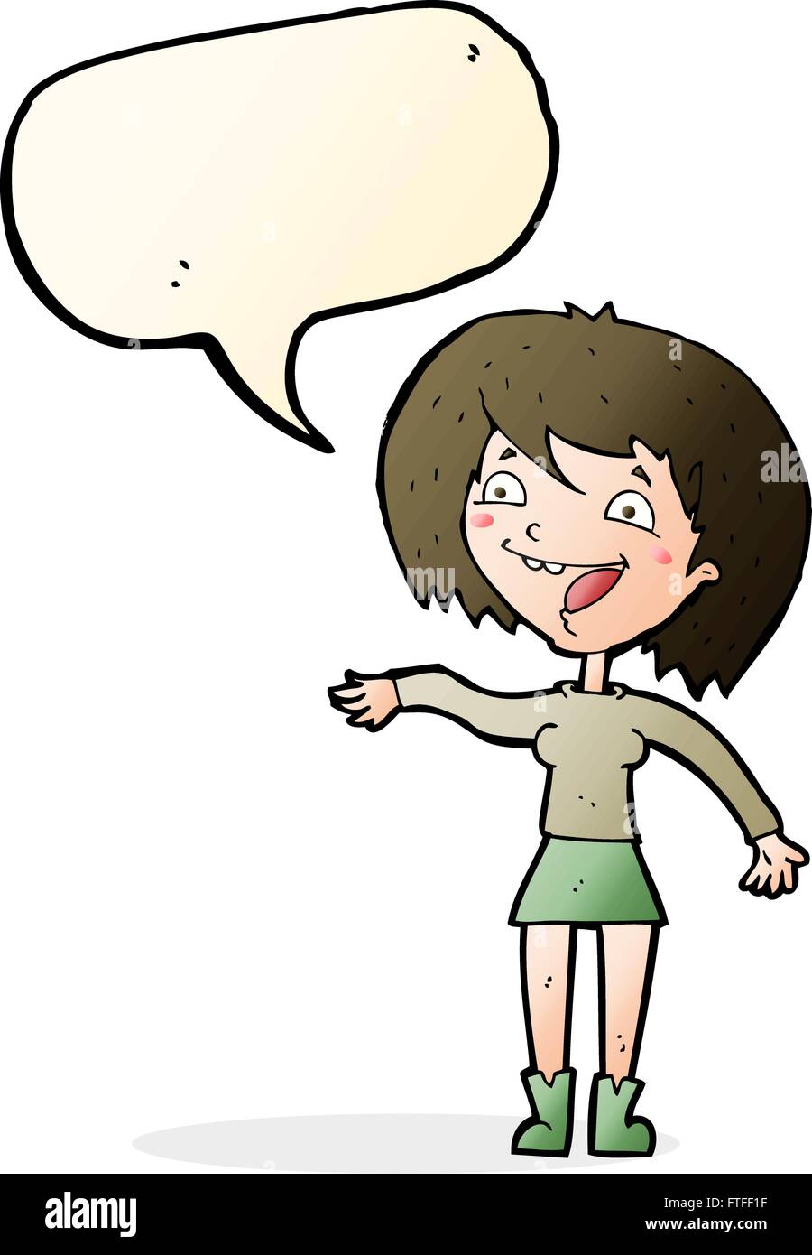 cartoon waving woman with speech bubble Stock Vector Image & Art - Alamy