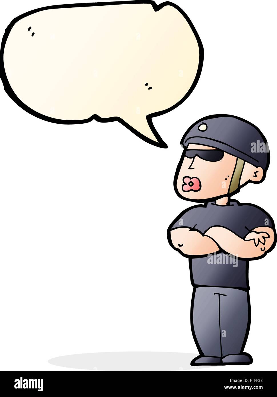 cartoon security guard with speech bubble Stock Vector Image & Art - Alamy