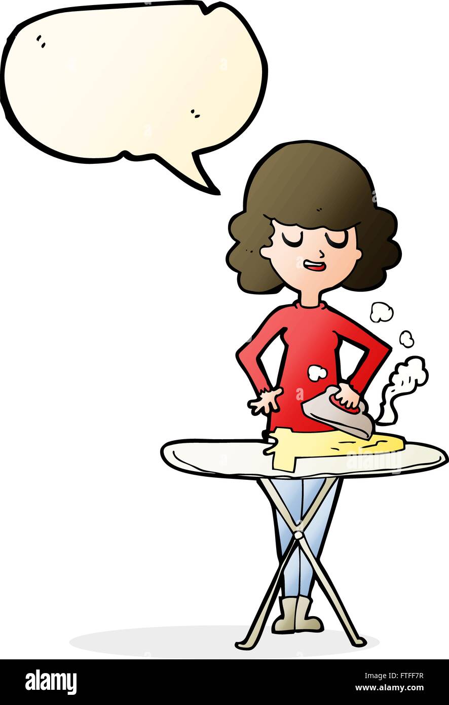 cartoon woman ironing with speech bubble Stock Vector Image & Art - Alamy