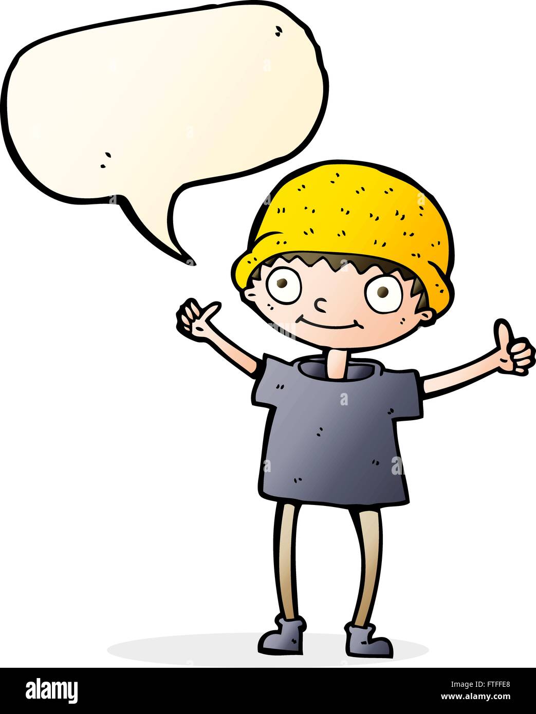 cartoon boy with positive attitude with speech bubble Stock Vector ...