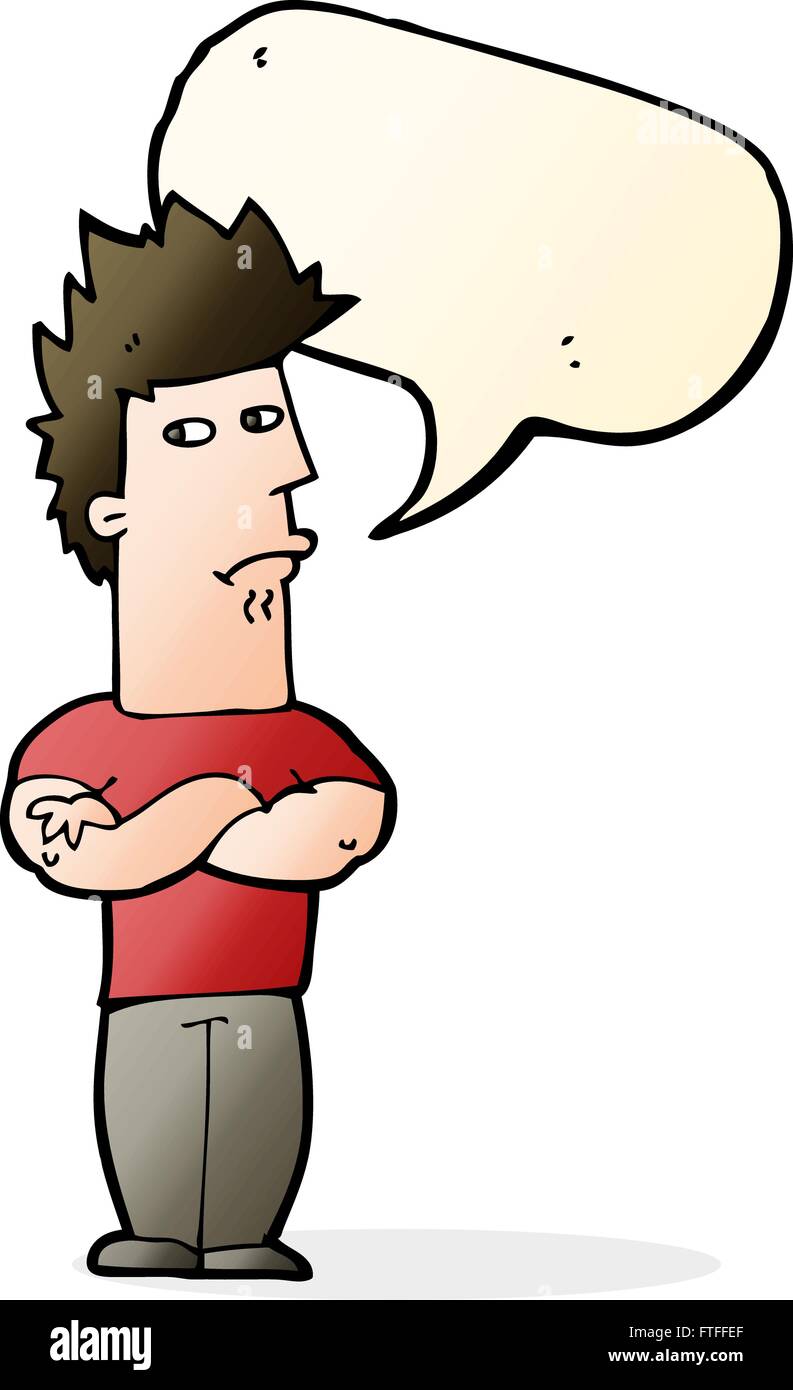 cartoon man sulking with speech bubble Stock Vector Image & Art - Alamy