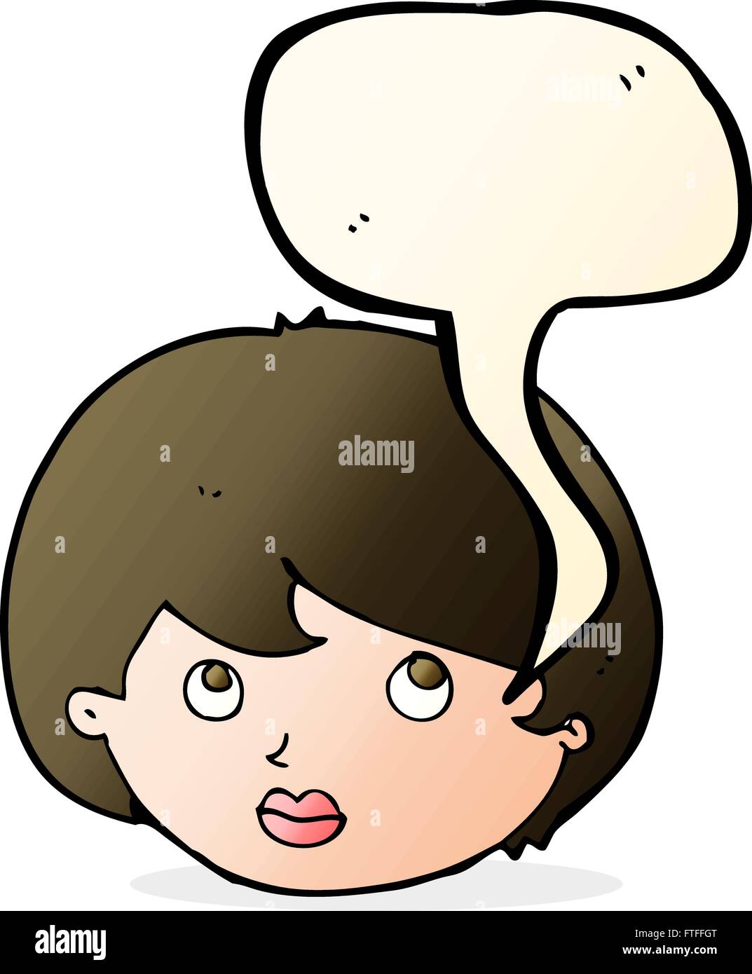 cartoon female face looking upwards with speech bubble Stock Vector ...