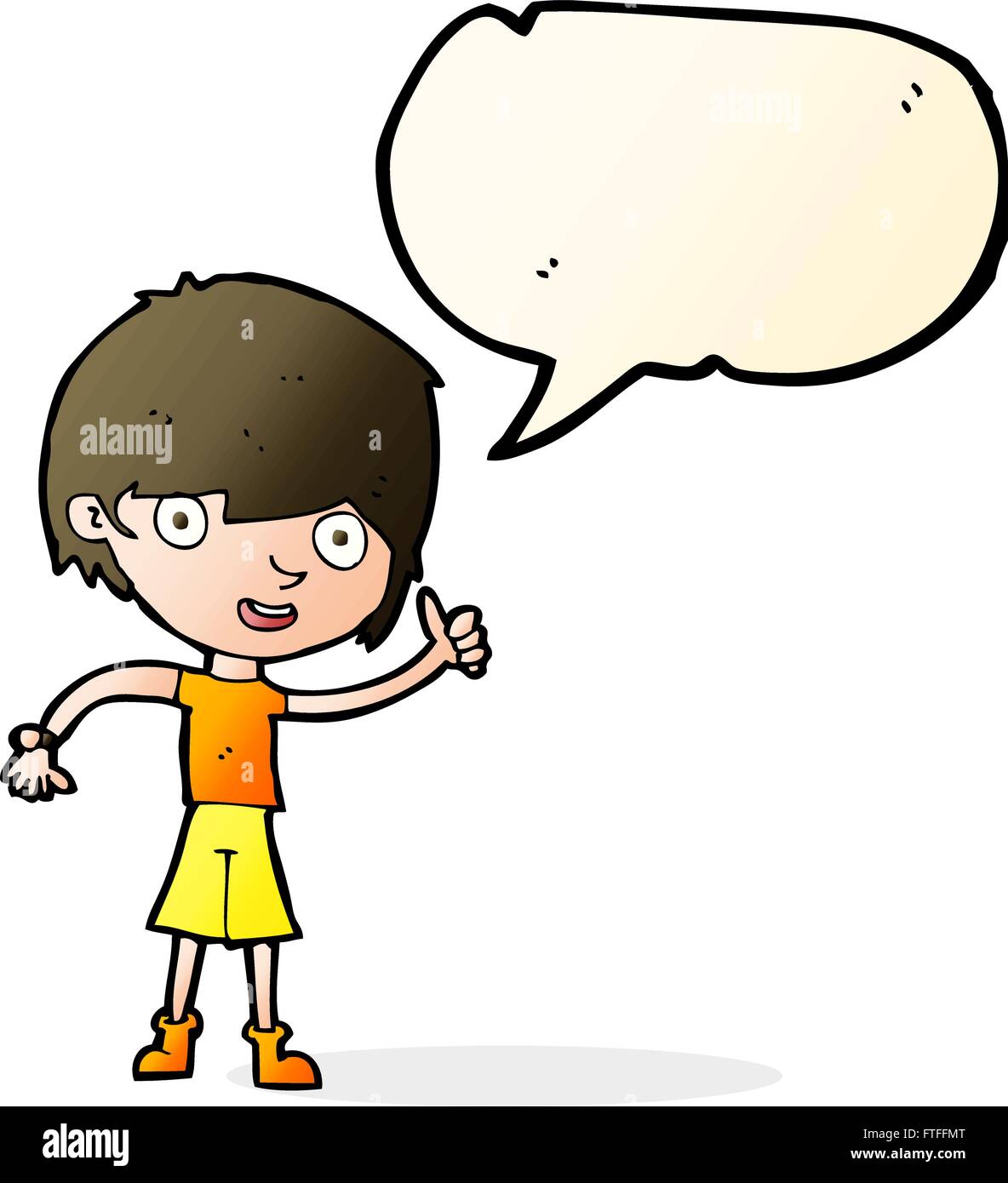 cartoon boy with positive attitude with speech bubble Stock Vector ...