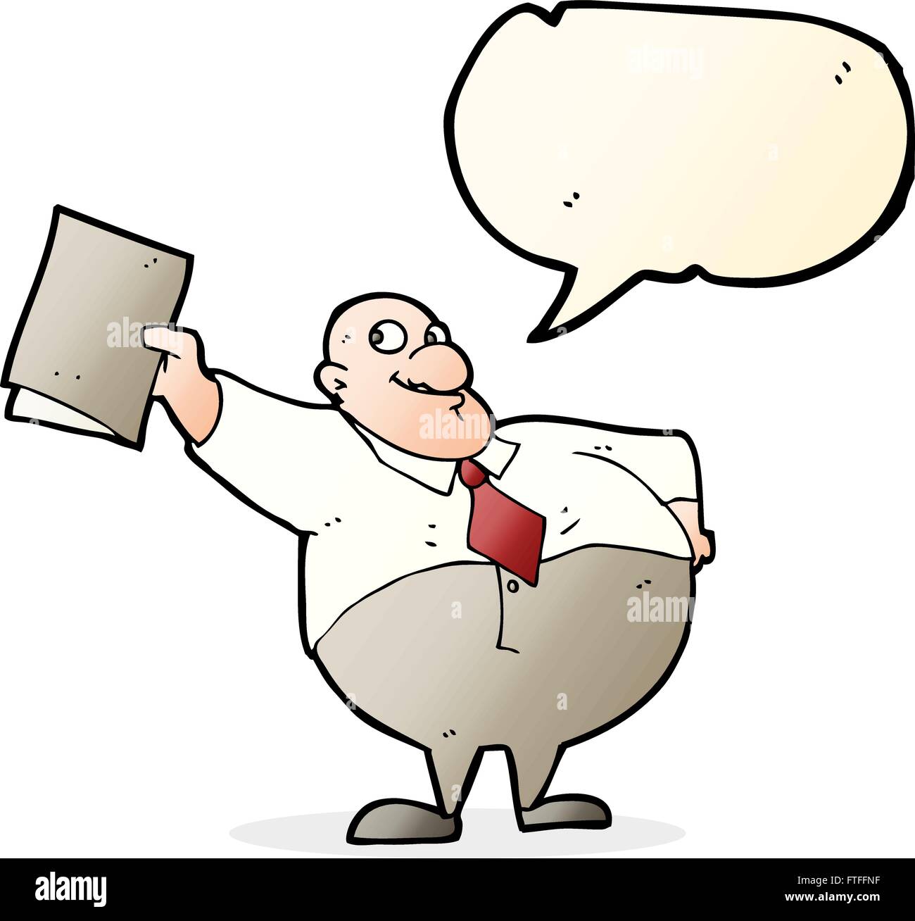 cartoon happy boss with file with speech bubble Stock Vector Image ...