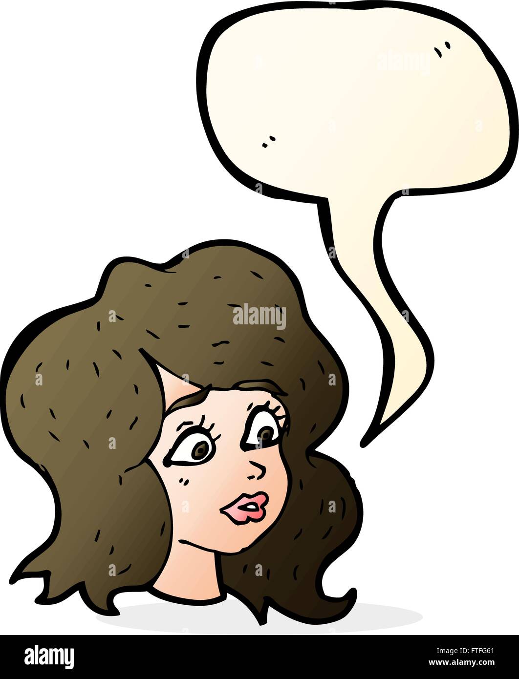 cartoon woman looking concerned with speech bubble Stock Vector Image ...
