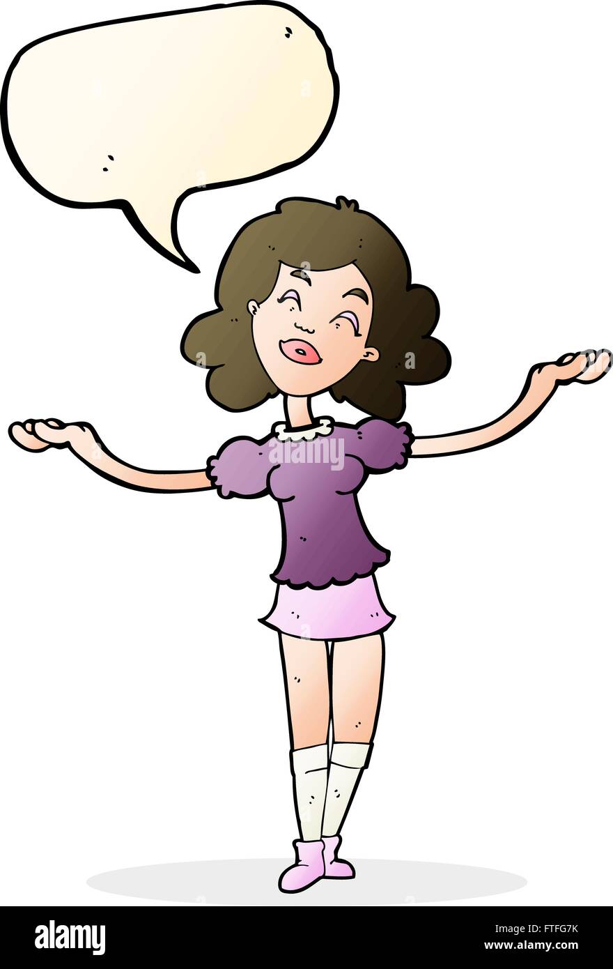 cartoon woman taking praise with speech bubble Stock Vector Image & Art ...