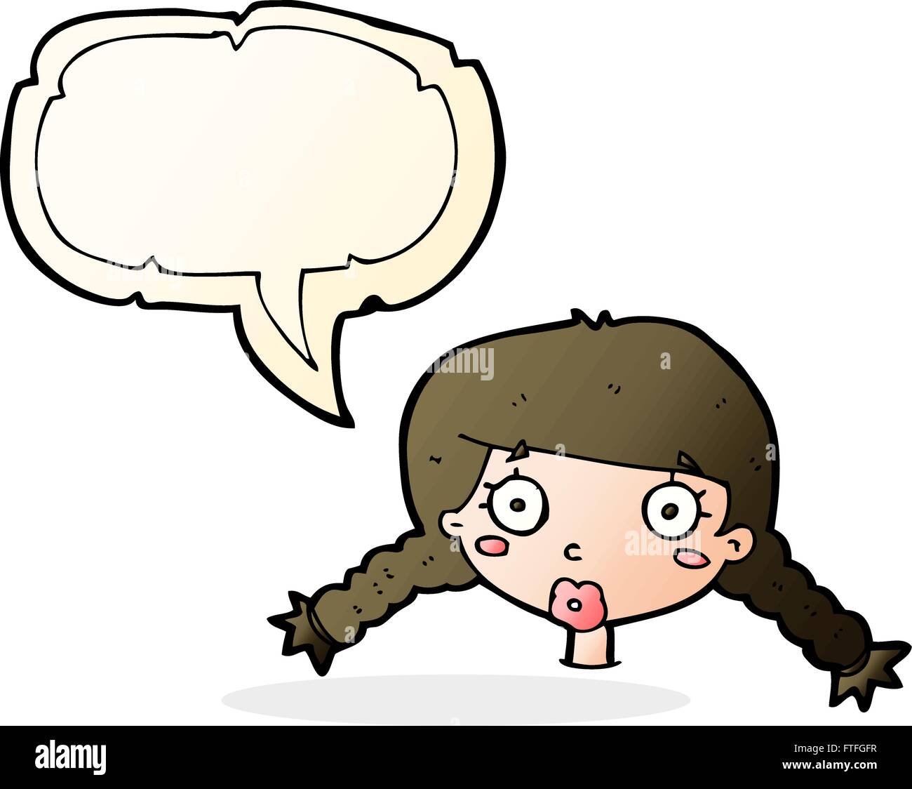 cartoon confused female face with speech bubble Stock Vector Image ...