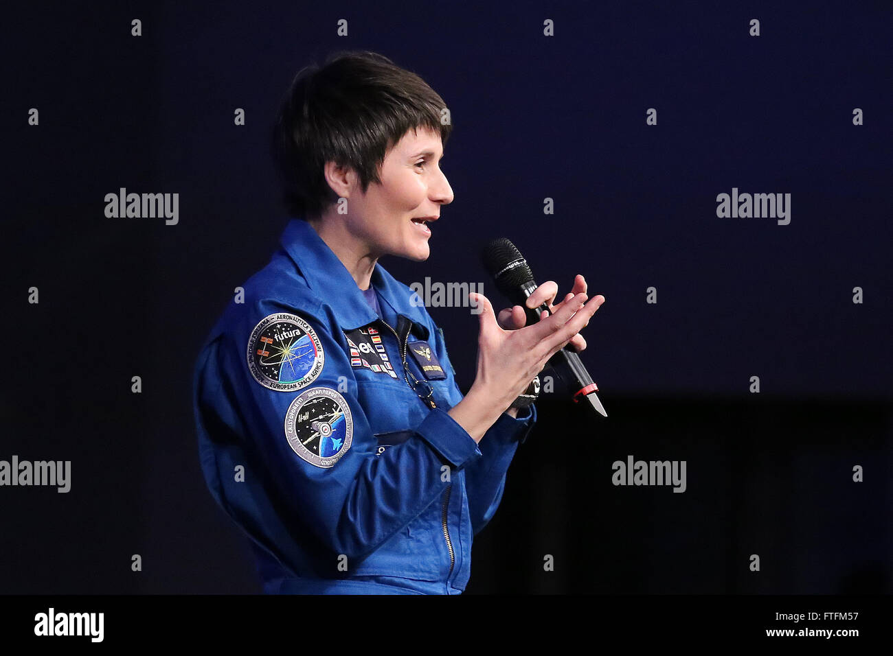 Astronaut Samantha Cristoforetti of the Italian European Space Agency ...
