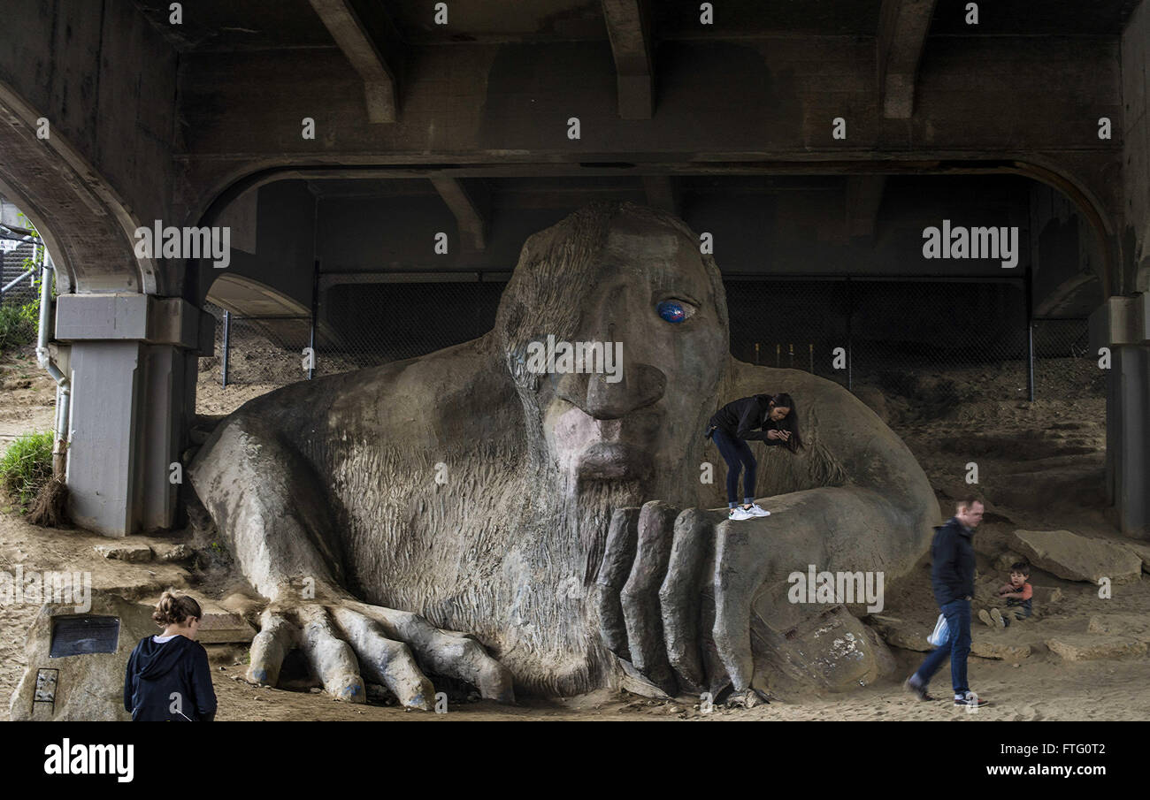 Seattle, California, USA. 21st Mar, 2016. The Fremont Troll (also known ...