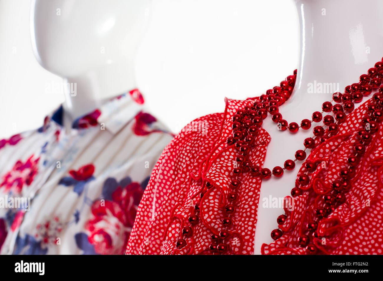 Shirt and necklace on mannequin. Mannequins in classy apparel. Summer ...