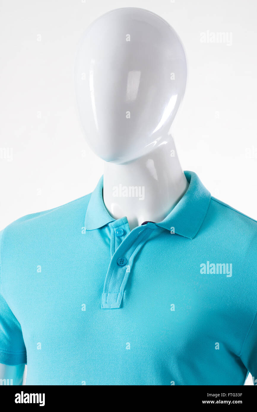 Light polo t-shirt on mannequin. Male mannequin wearing polo t-shirt ...