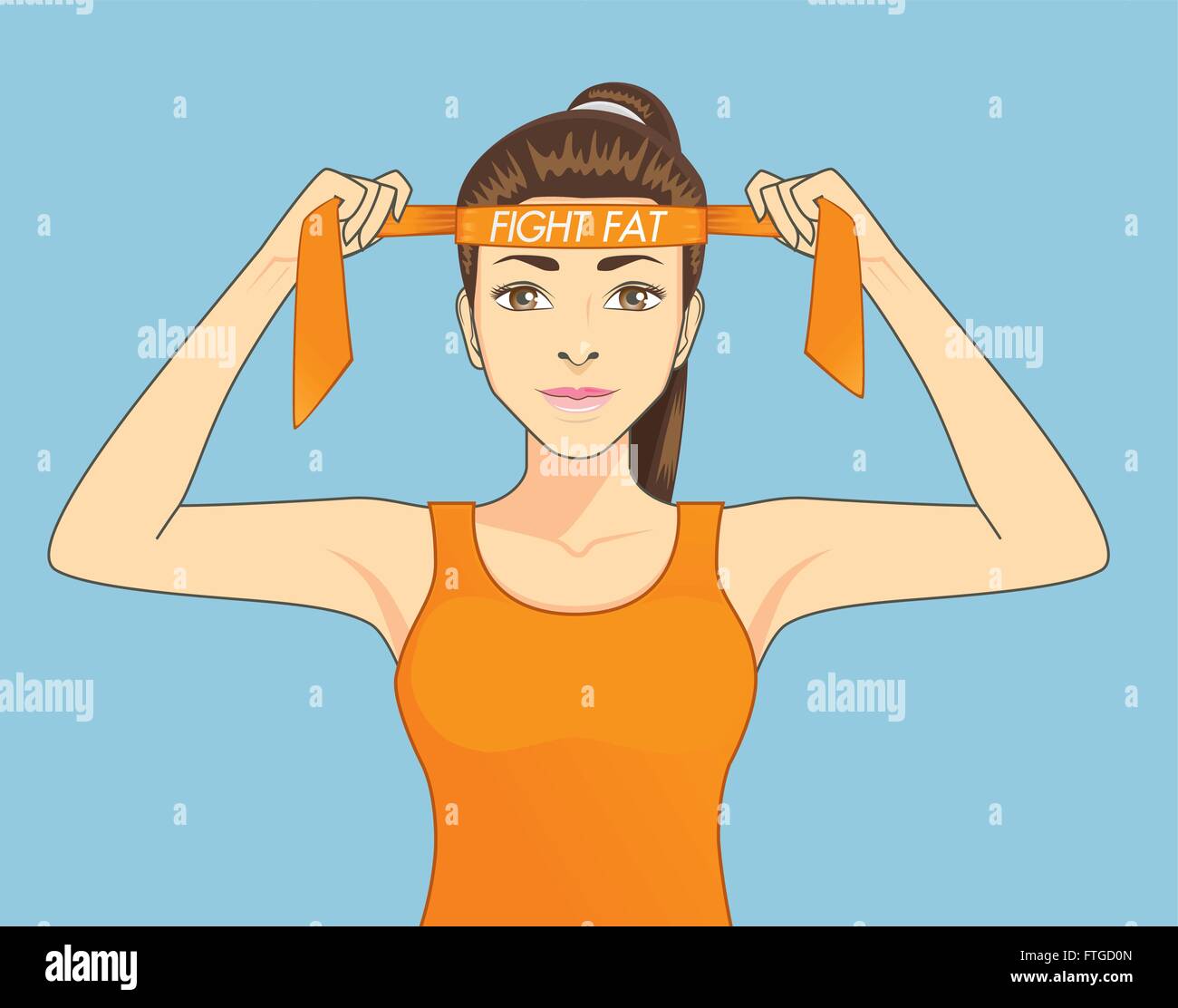 Beautiful women is strive to exercise for fighting fat Stock Vector ...