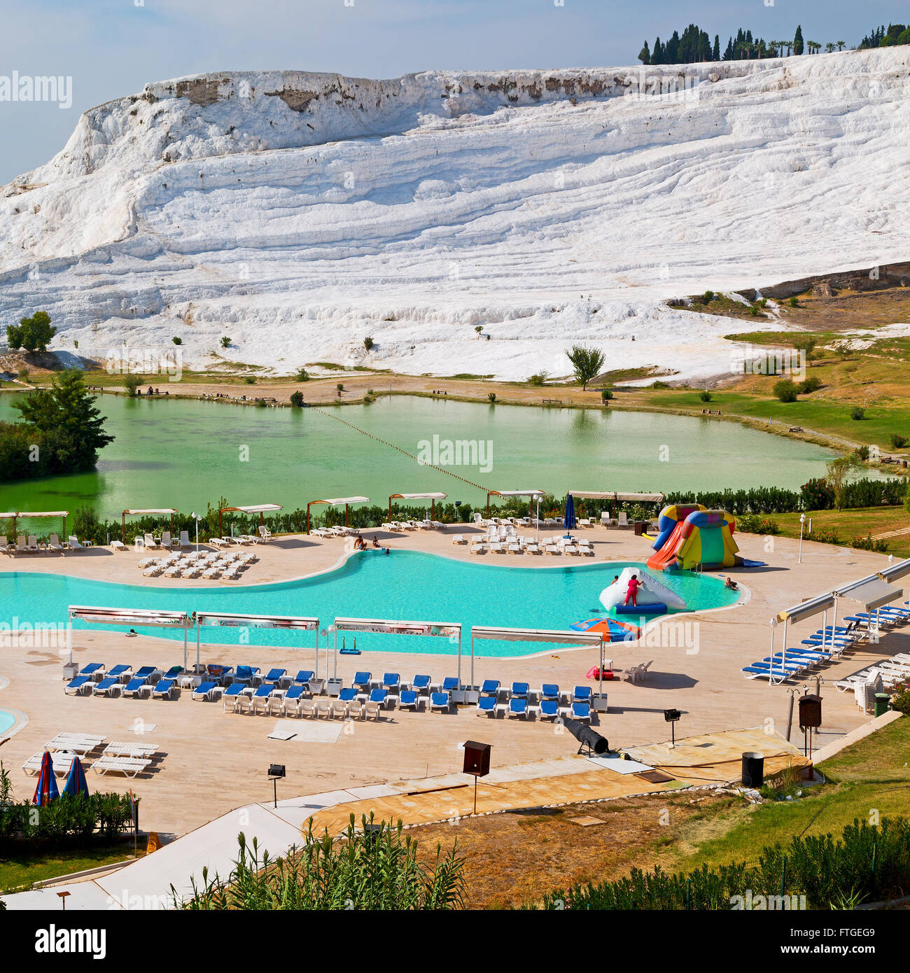 abstract in pamukkale turkey asia the old calcium bath and travertine ...