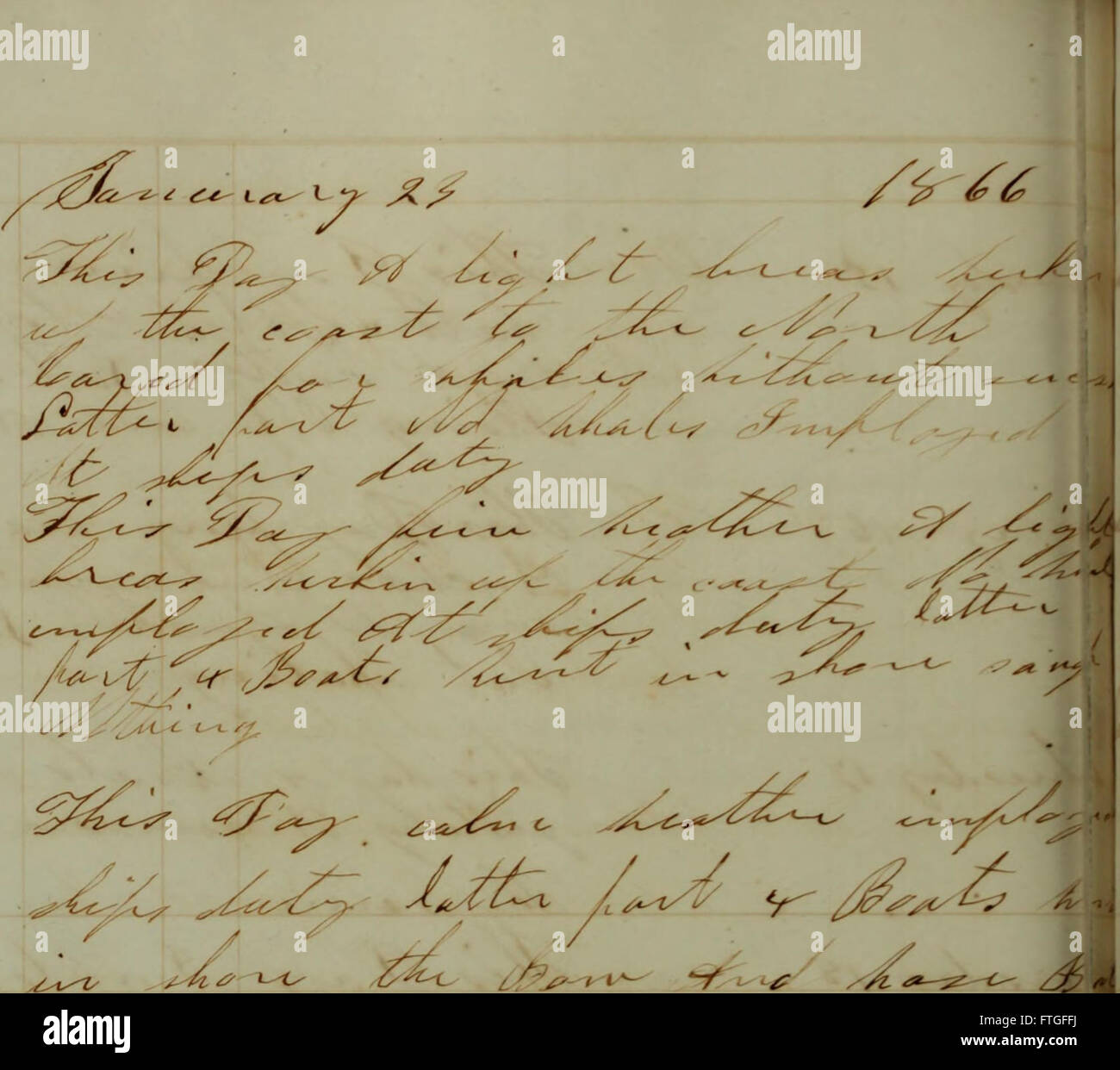 The logbook of the ship 'Milo' (1863-1869) documents its voyages under the command of Jonathan ...