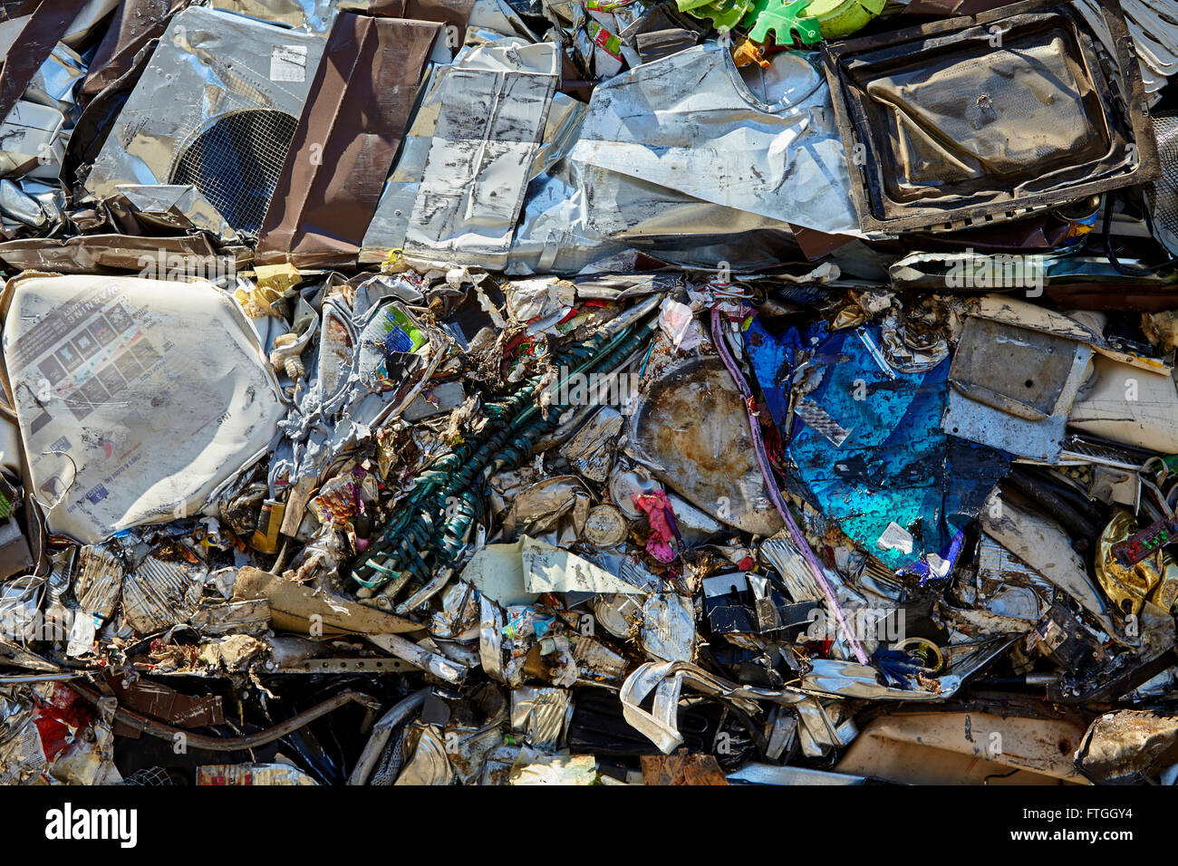 Scrap metal garbage trash compacted for recycling Stock Photo - Alamy