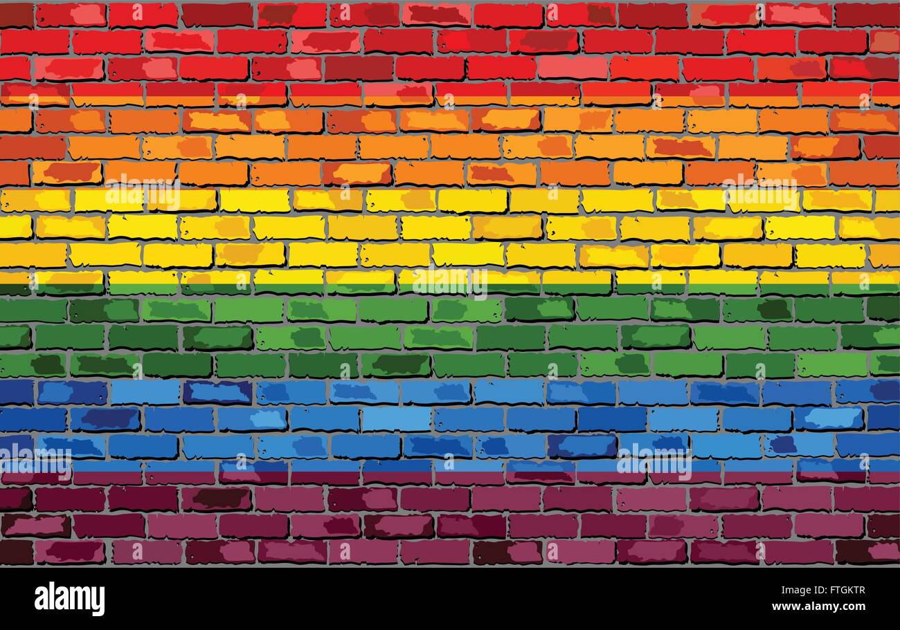 Gay pride flag on a brick wall Stock Vector Image & Art - Alamy