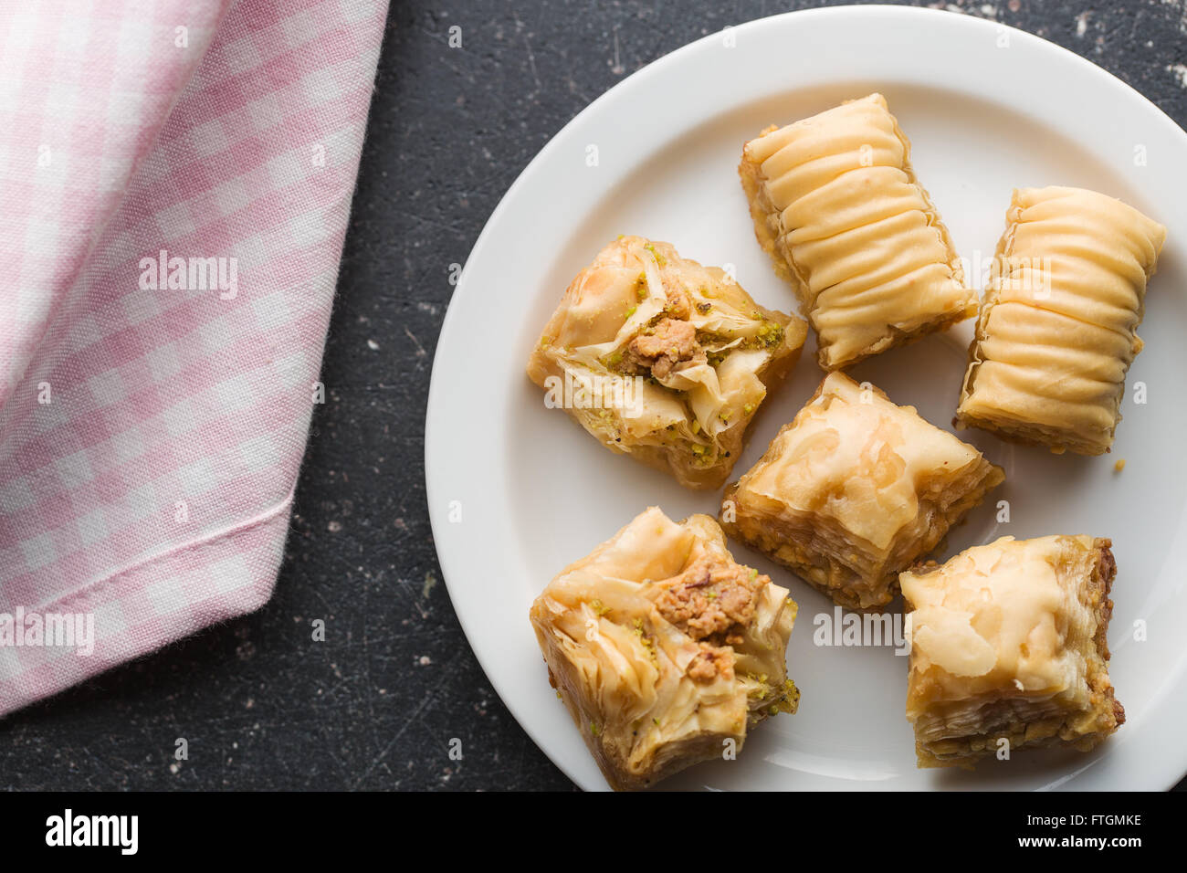 sweet baklava dessert on plate Stock Photo - Alamy