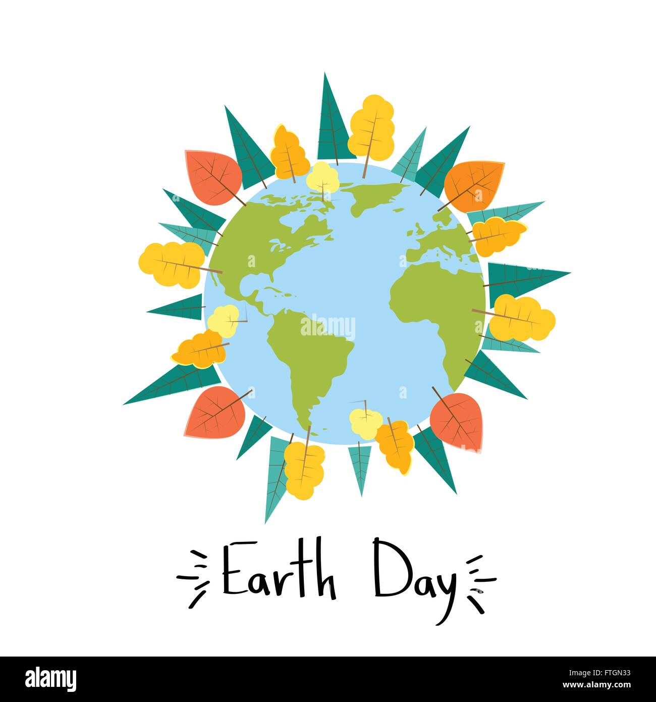Earth Day World Tree Plant Concept Round Globe Banner Stock Vector ...