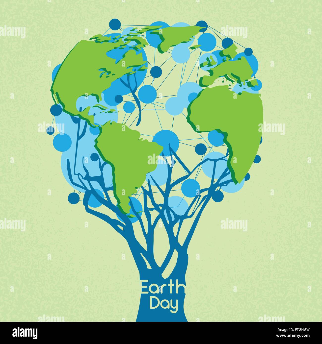 Earth Day Green Tree With Globe World Concept Stock Vector Image & Art ...