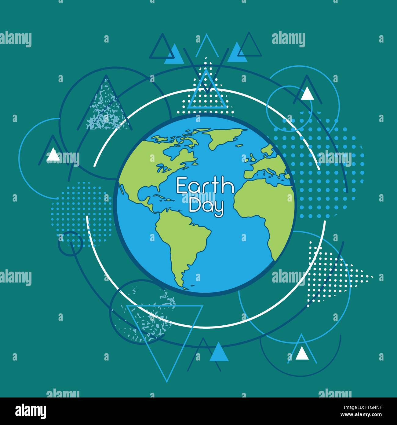 Earth Day World Globe Over Triangle Geometric Background Stock Vector ...