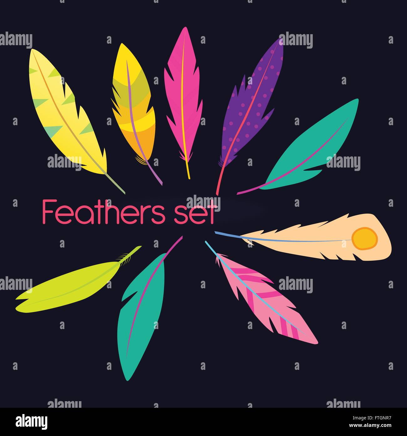 Vector Set of Stylized or Abstract Feathers Stock Vector Image & Art ...