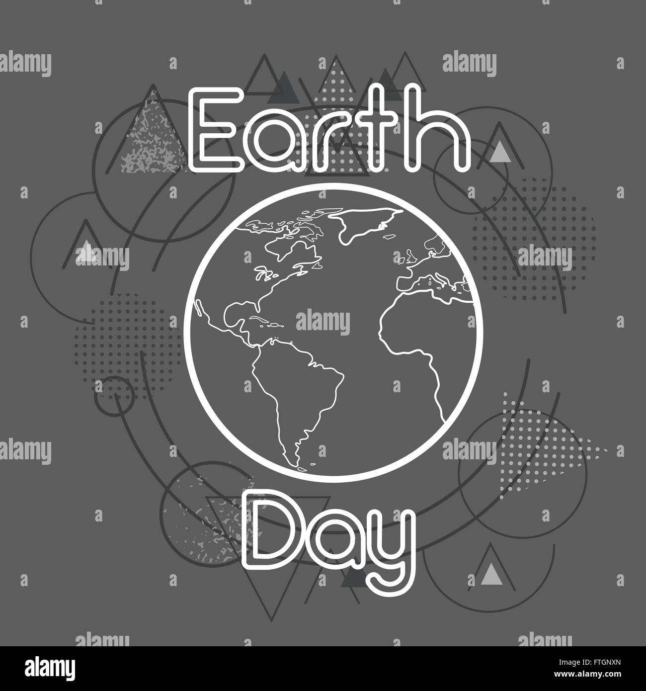 Earth Day World Globe Over Triangle Geometric Background Stock Vector ...