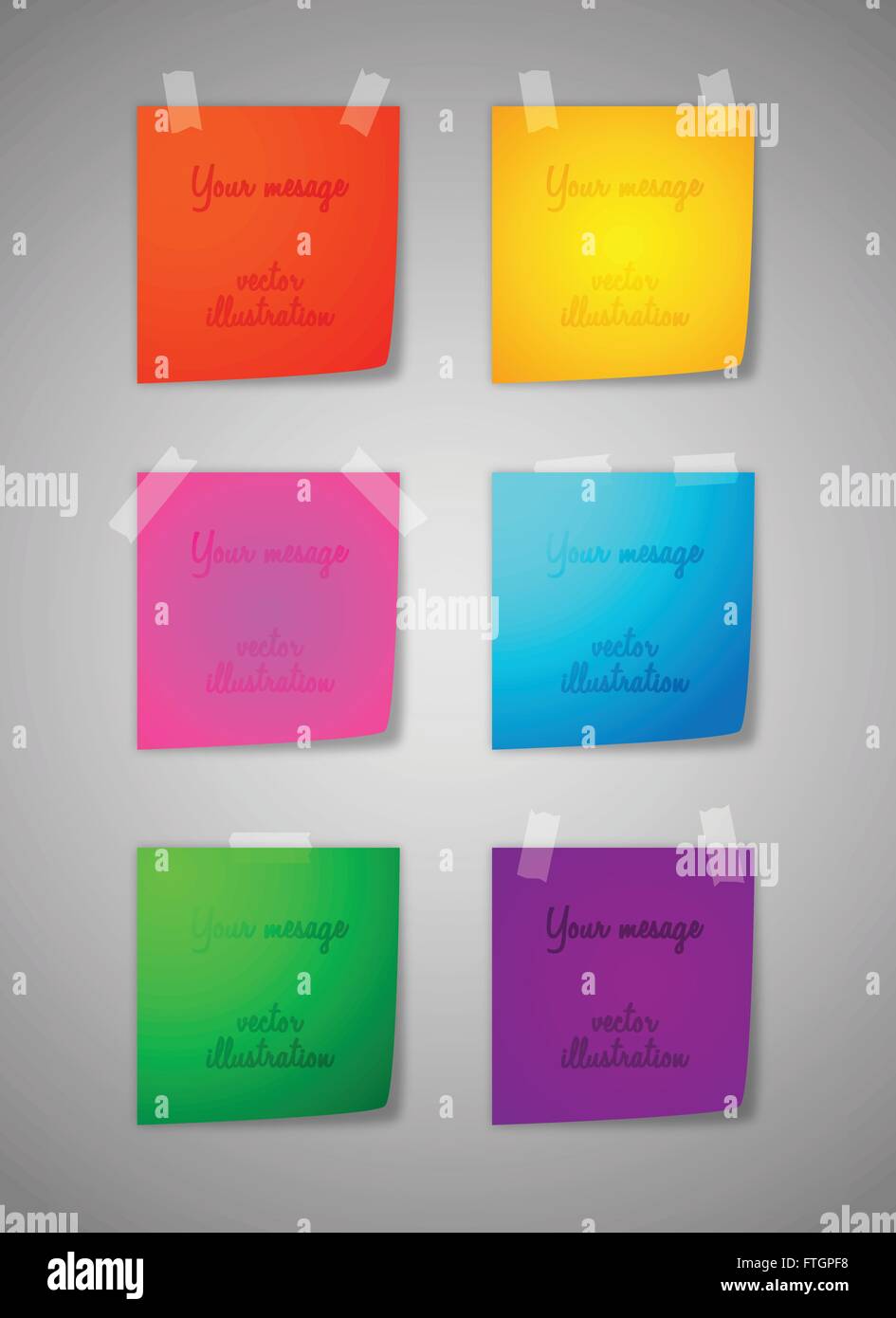 Paper notes set. Colorful paper notes with text message. Vector ...