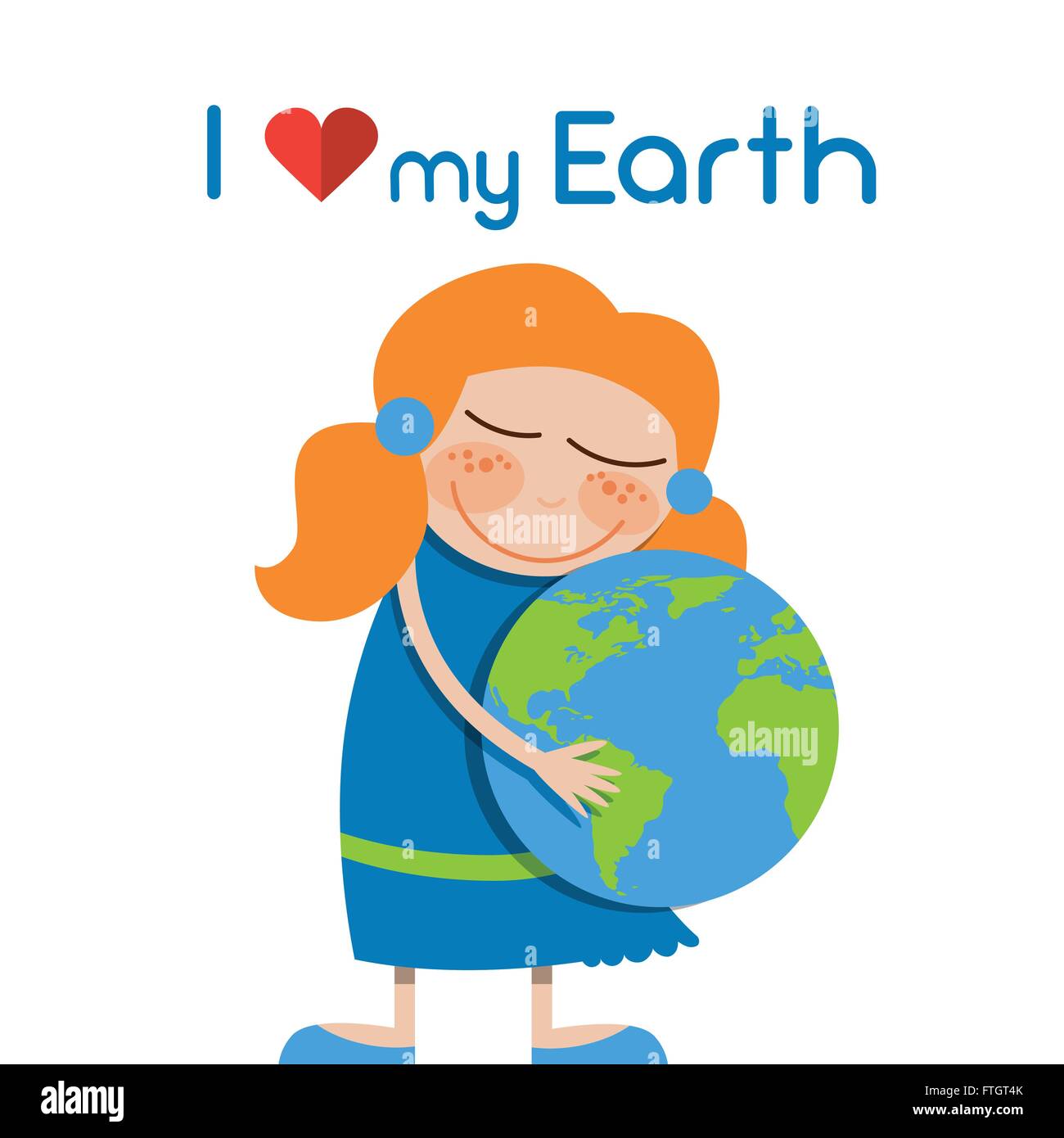 Little Girl Hug Globe Embrace Earth Day Love Stock Vector Image & Art ...