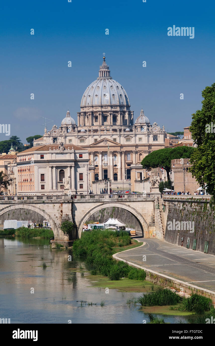 Italy, Lazio, Rome, Vatican, Bridge Tevere River, Saint Peter Basilica ...