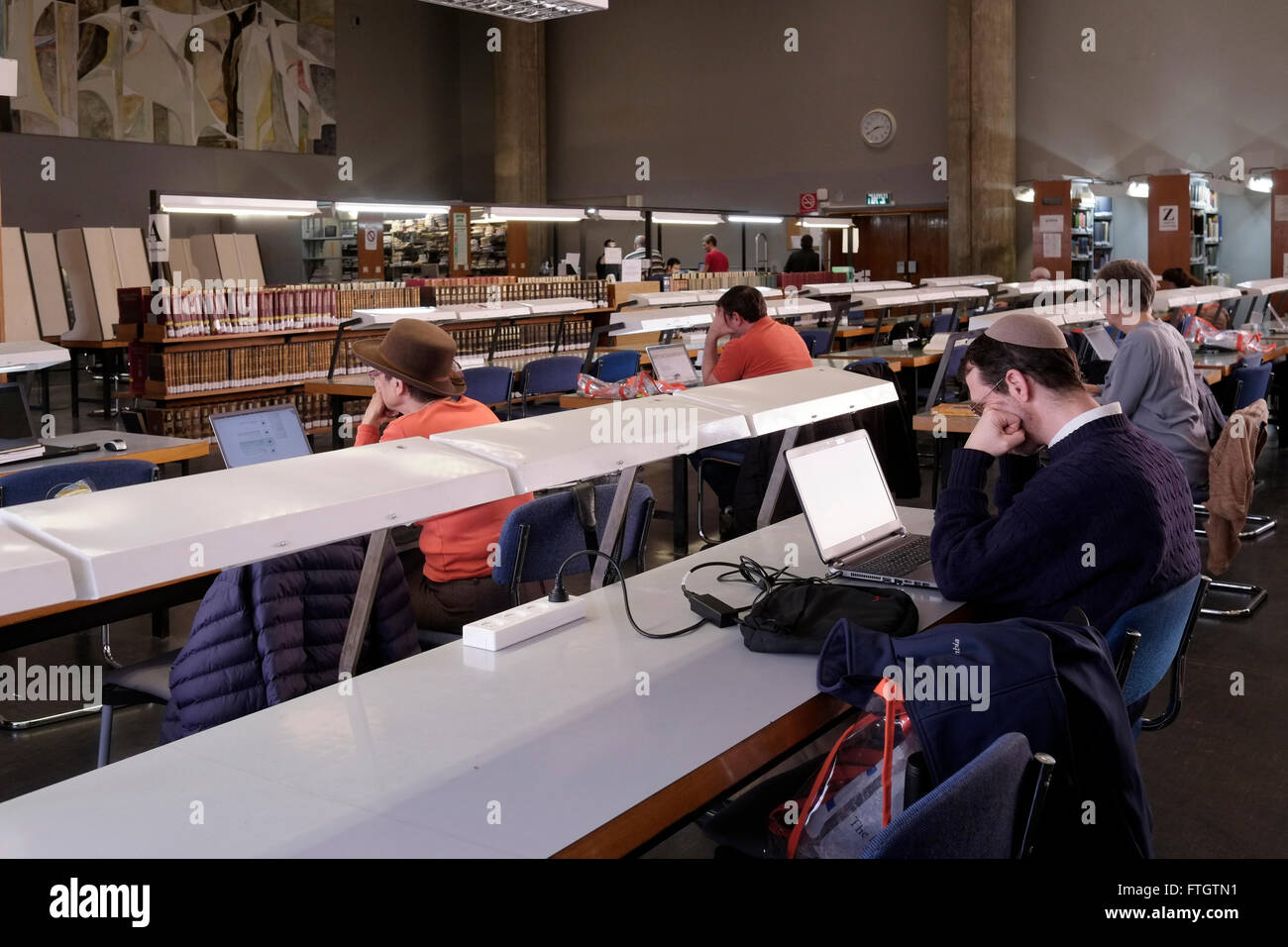 The reading room in Israel's National Library on the Givat Ram campus ...