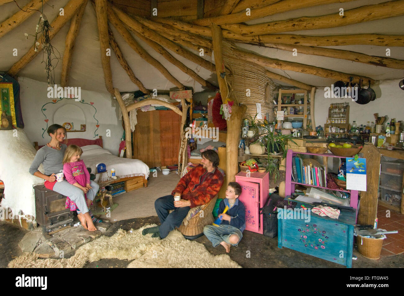 Lammas eco village at Tir Y Gafel,Pembrokeshire,Wales,UK, showing the ...