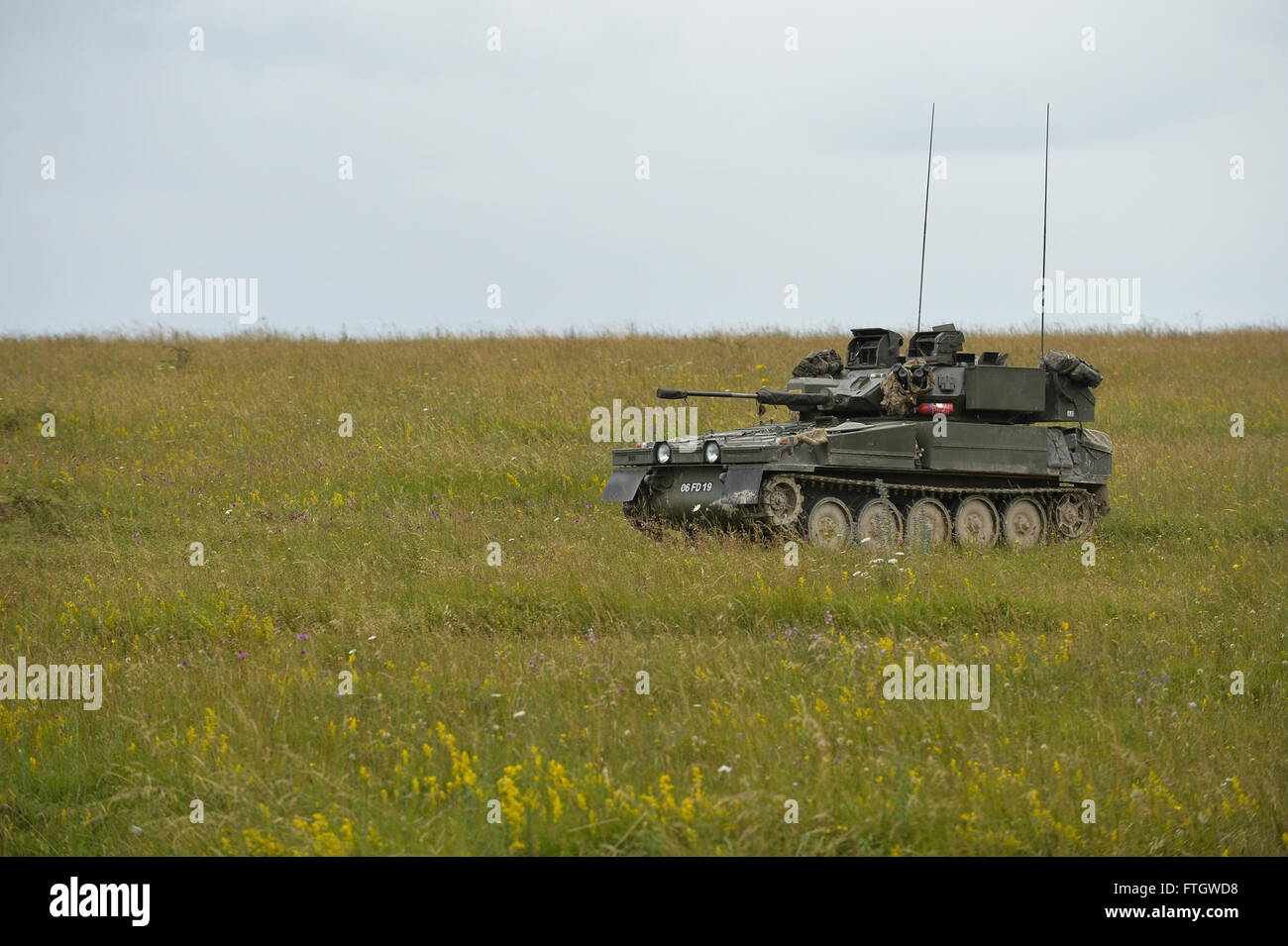 Scimitar armoured fighting vehicle on Salisbury Plain during Exercise ...