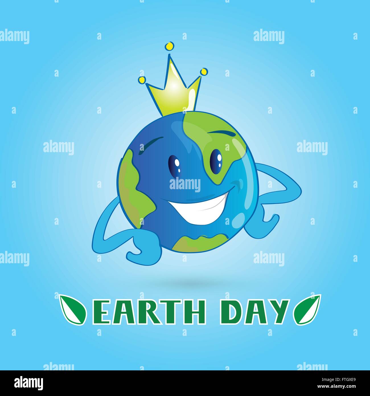 Earth Day World Cartoon Character Globe Wear Crown Stock Vector Image ...