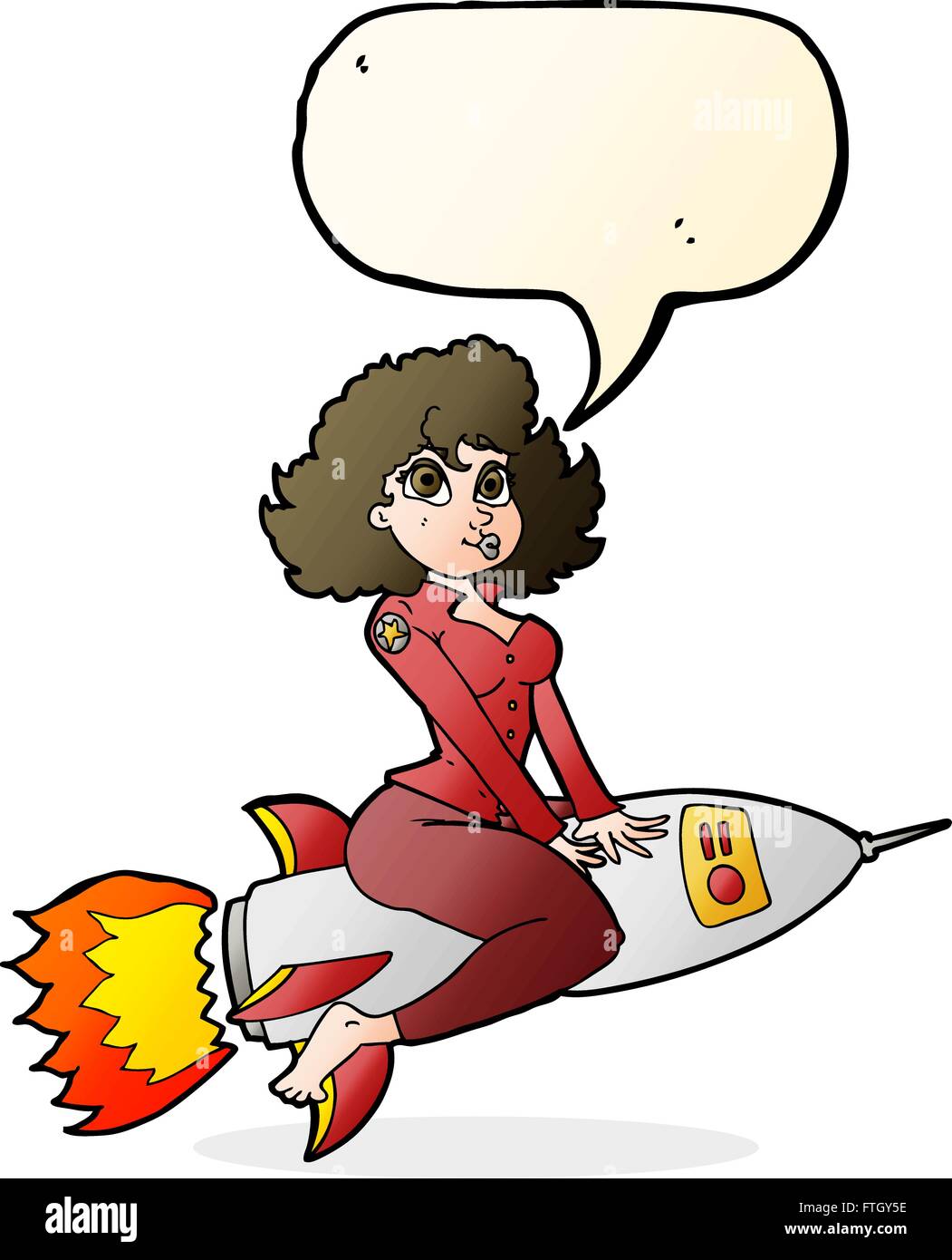 cartoon army pin up girl riding missile with speech bubble Stock Vector ...