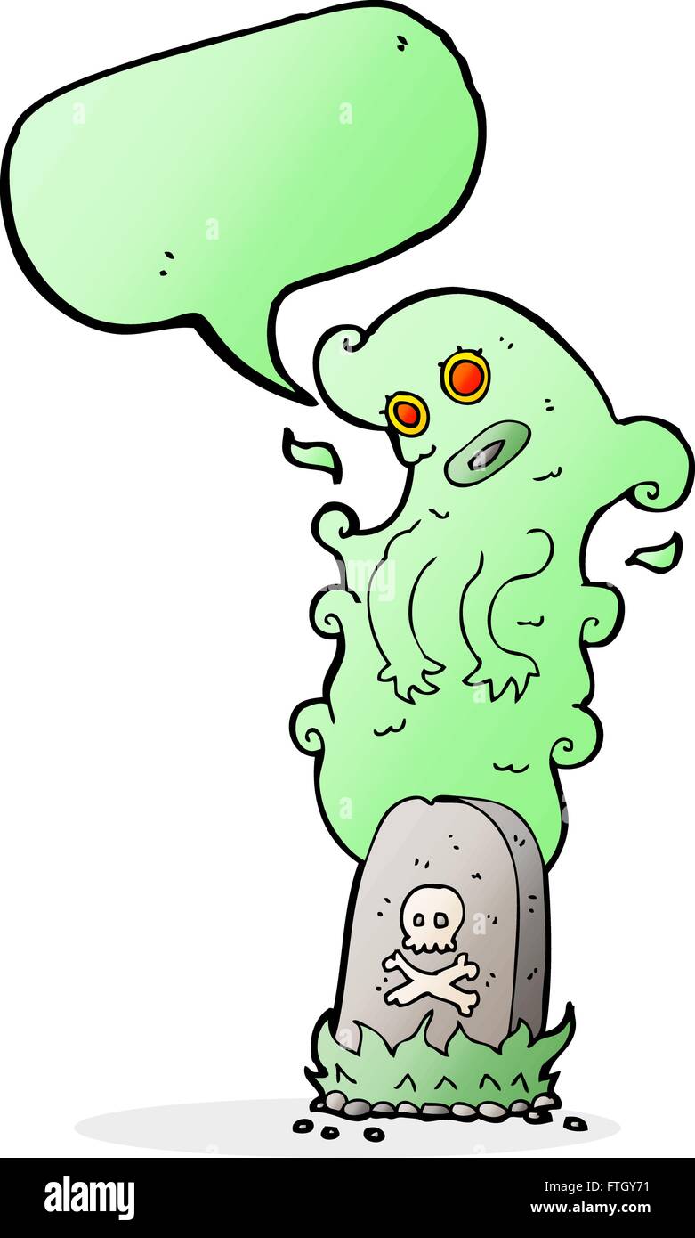 cartoon ghost rising from grave with speech bubble Stock Vector Image ...