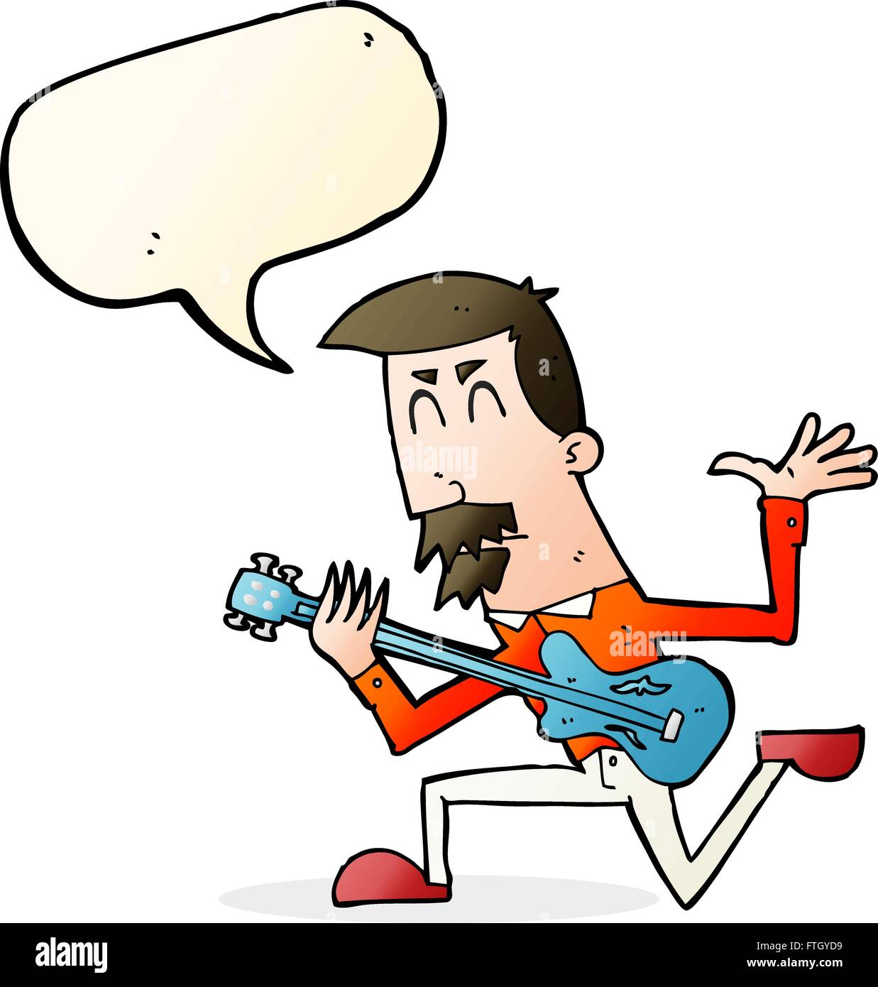 cartoon man playing electric guitar with speech bubble Stock Vector ...