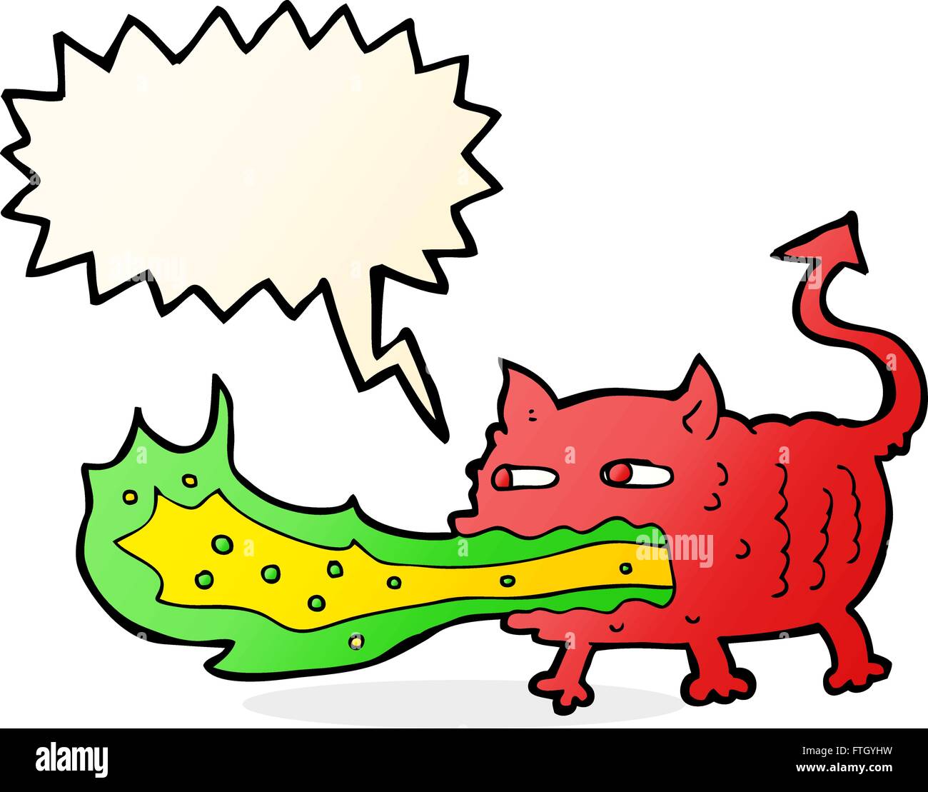 cartoon fire breathing imp with speech bubble Stock Vector Image & Art ...