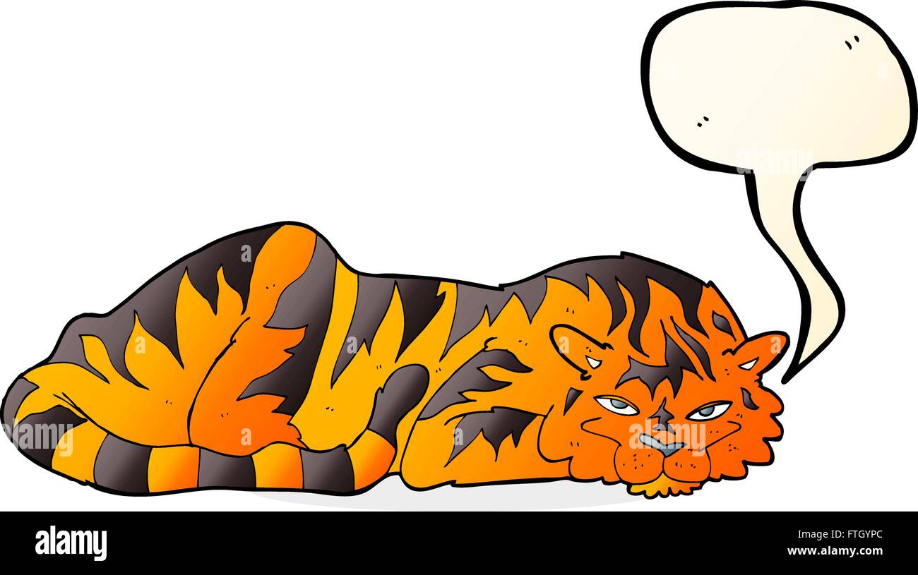 cartoon resting tiger with speech bubble Stock Vector Image & Art - Alamy