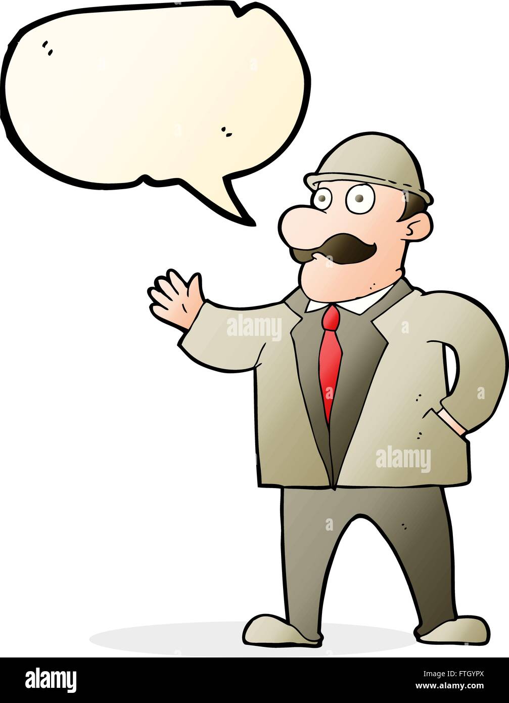 cartoon sensible business man in bowler hat with speech bubble Stock ...