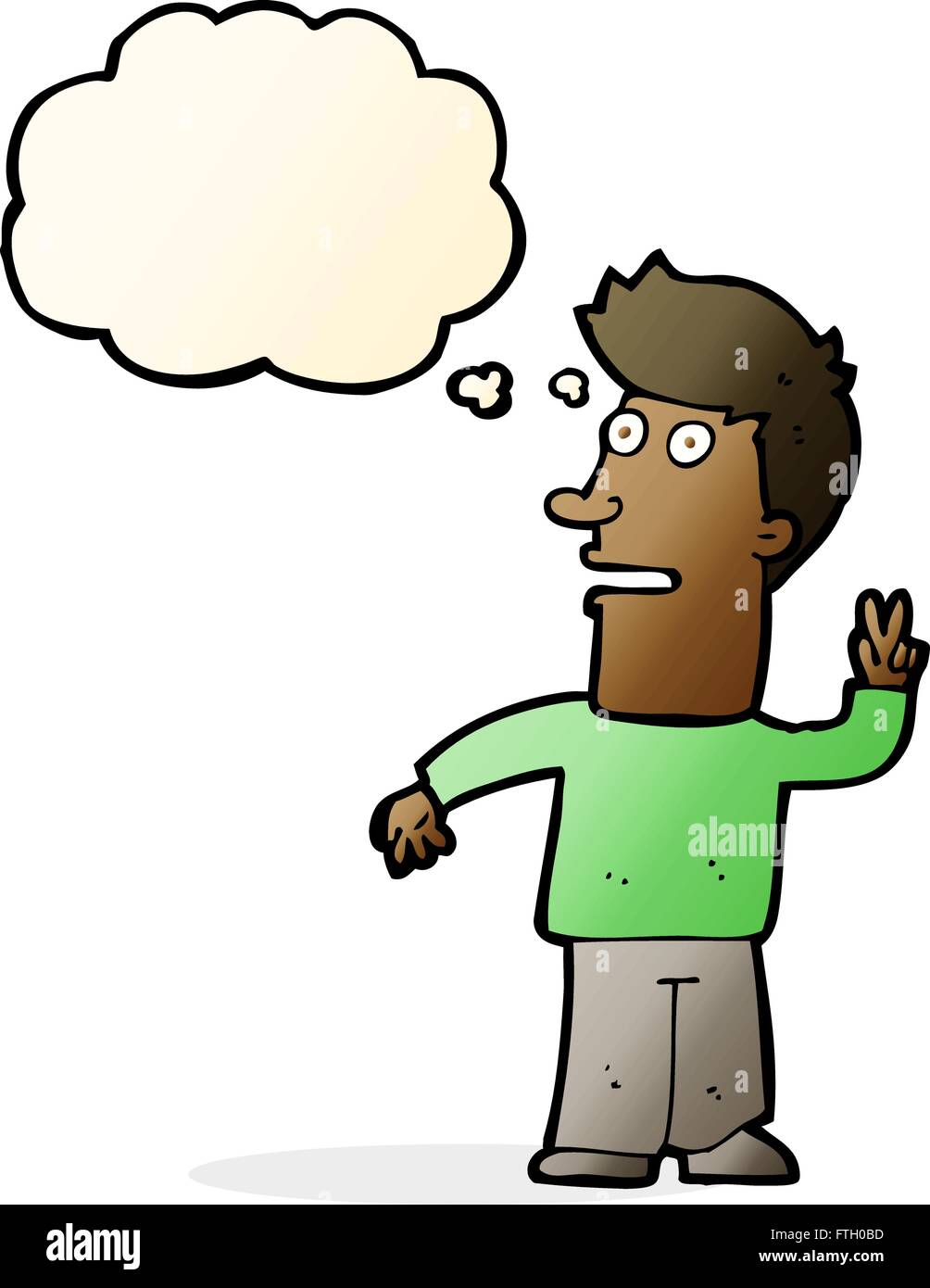 Cartoon man making peace sign hi-res stock photography and images - Alamy