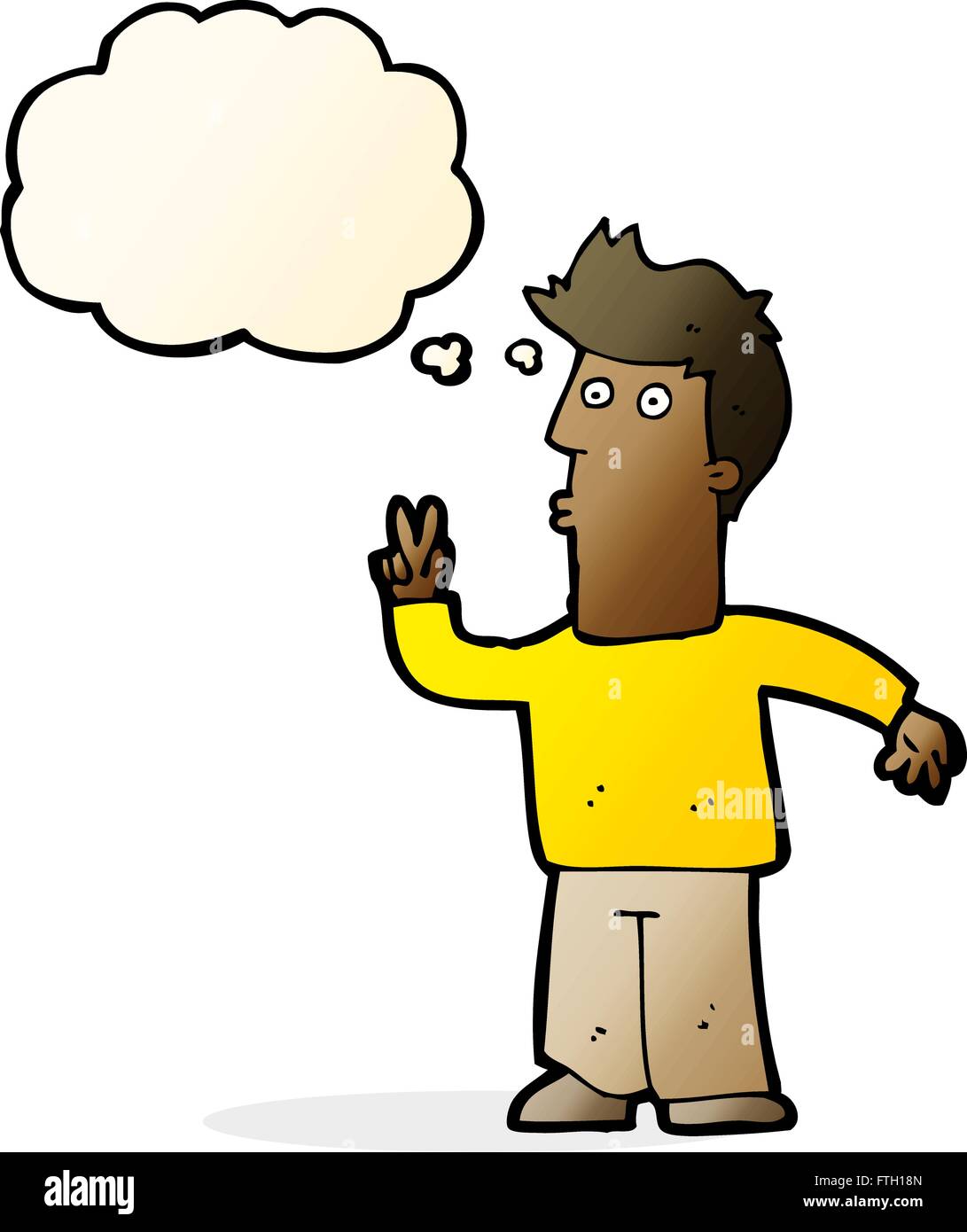 cartoon man giving peace sign with thought bubble Stock Vector Image ...