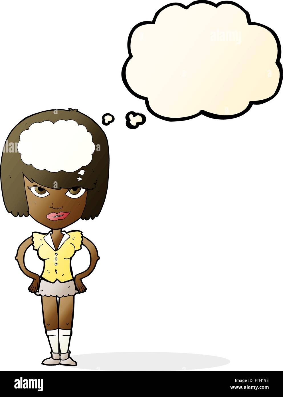 cartoon woman thinking with thought bubble Stock Vector Image & Art - Alamy