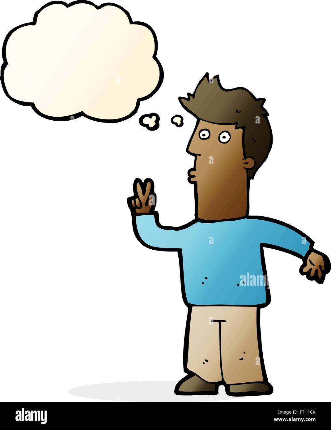 cartoon man signalling with hand with thought bubble Stock Vector Image ...