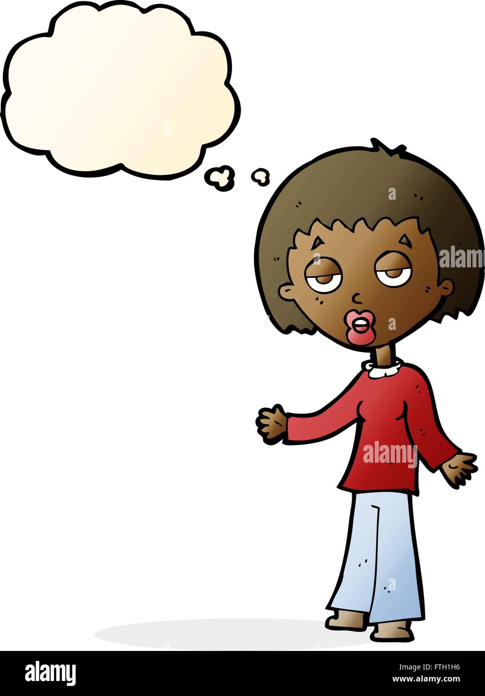 cartoon tired woman with thought bubble Stock Vector Image & Art - Alamy