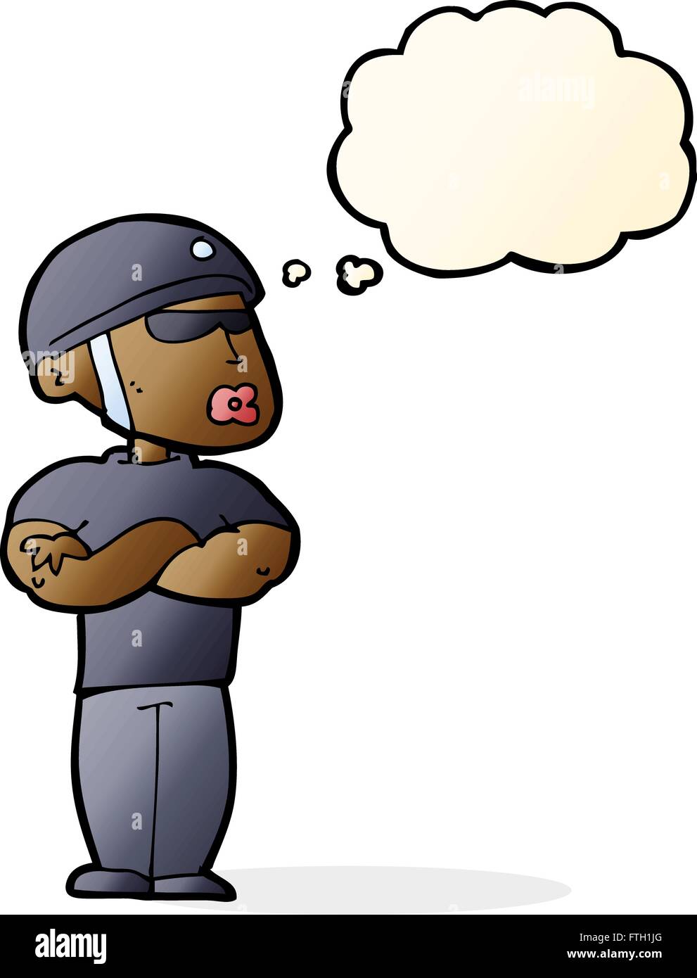 cartoon security guard with thought bubble Stock Vector Image & Art - Alamy