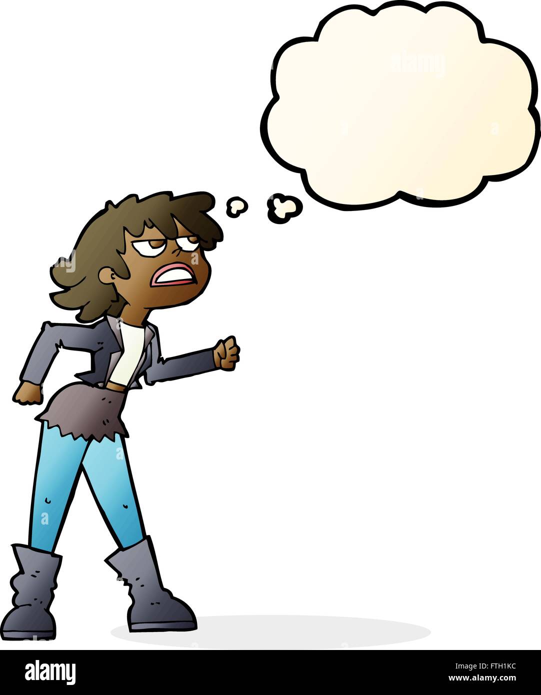 cartoon angry biker girl with thought bubble Stock Vector Image & Art ...