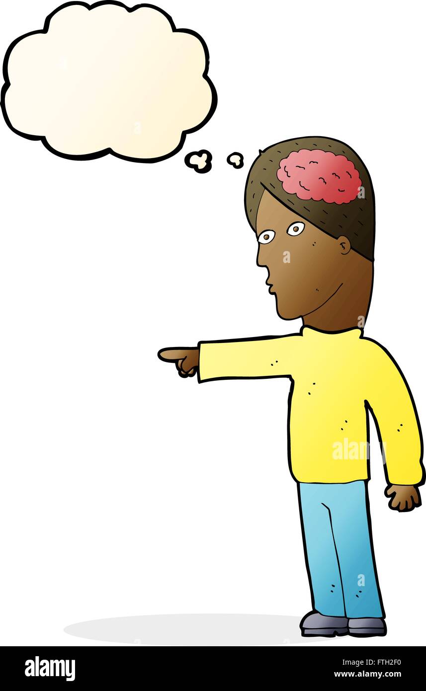 cartoon clever man pointing with thought bubble Stock Vector Image ...