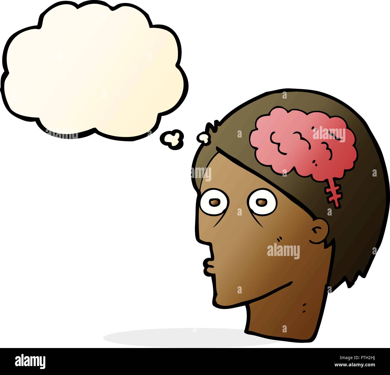 cartoon head with brain symbol with thought bubble Stock Vector Image ...