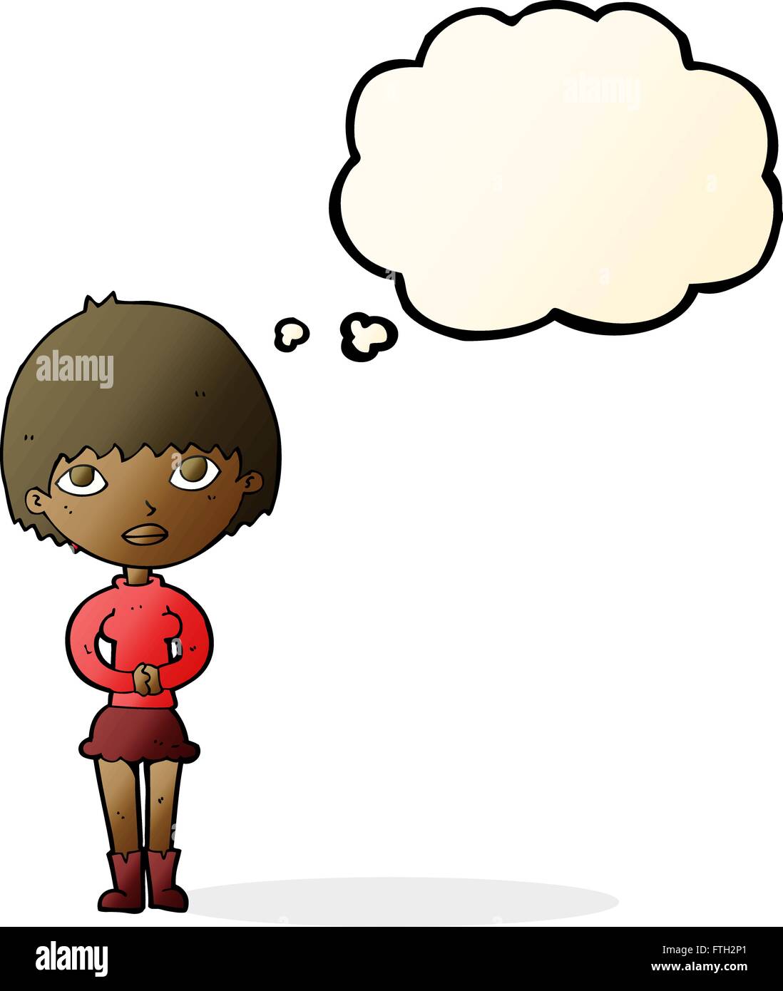 cartoon woman waiting patiently with thought bubble Stock Vector Image ...